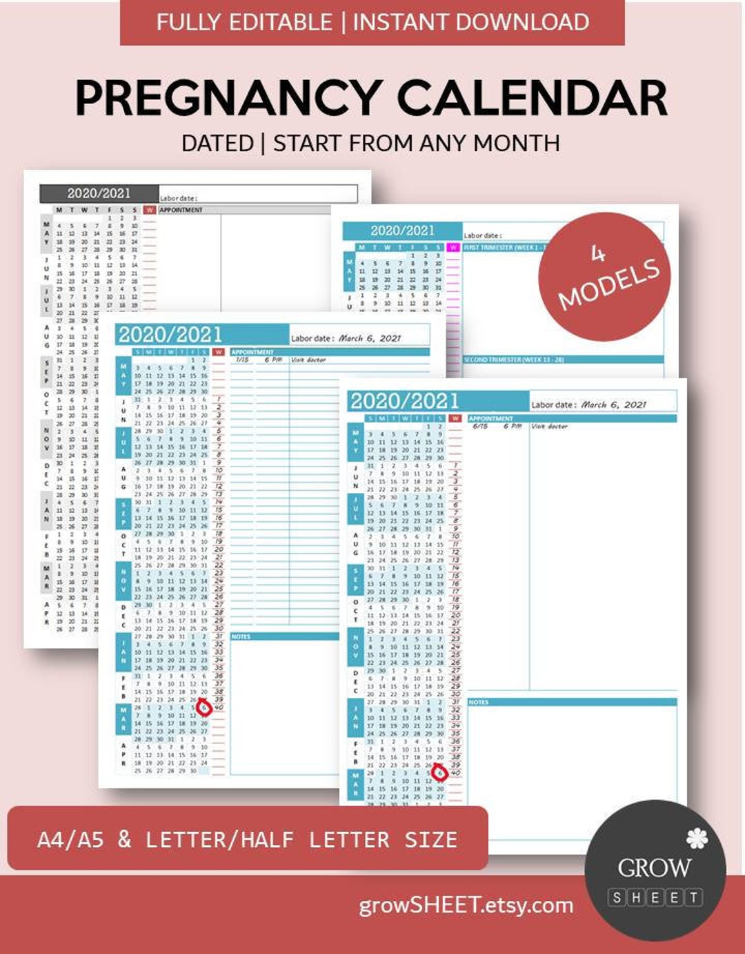 Pregnancy Tracker Template Pregnancy Week by Week Spreadsheet Set to ...