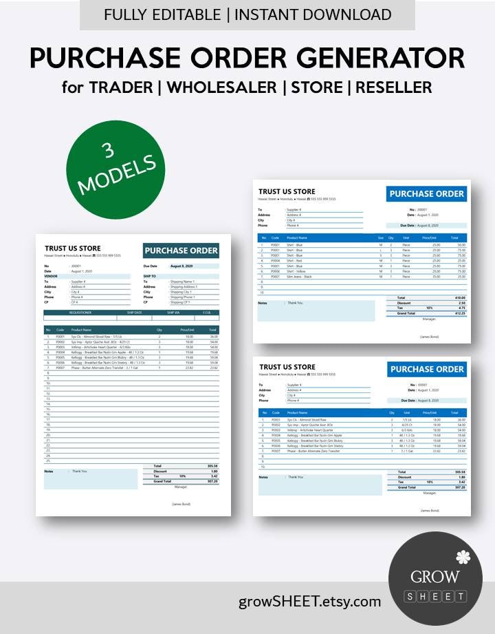 Purchase Order Generator for Trading Companies| Purchase Order Template ...