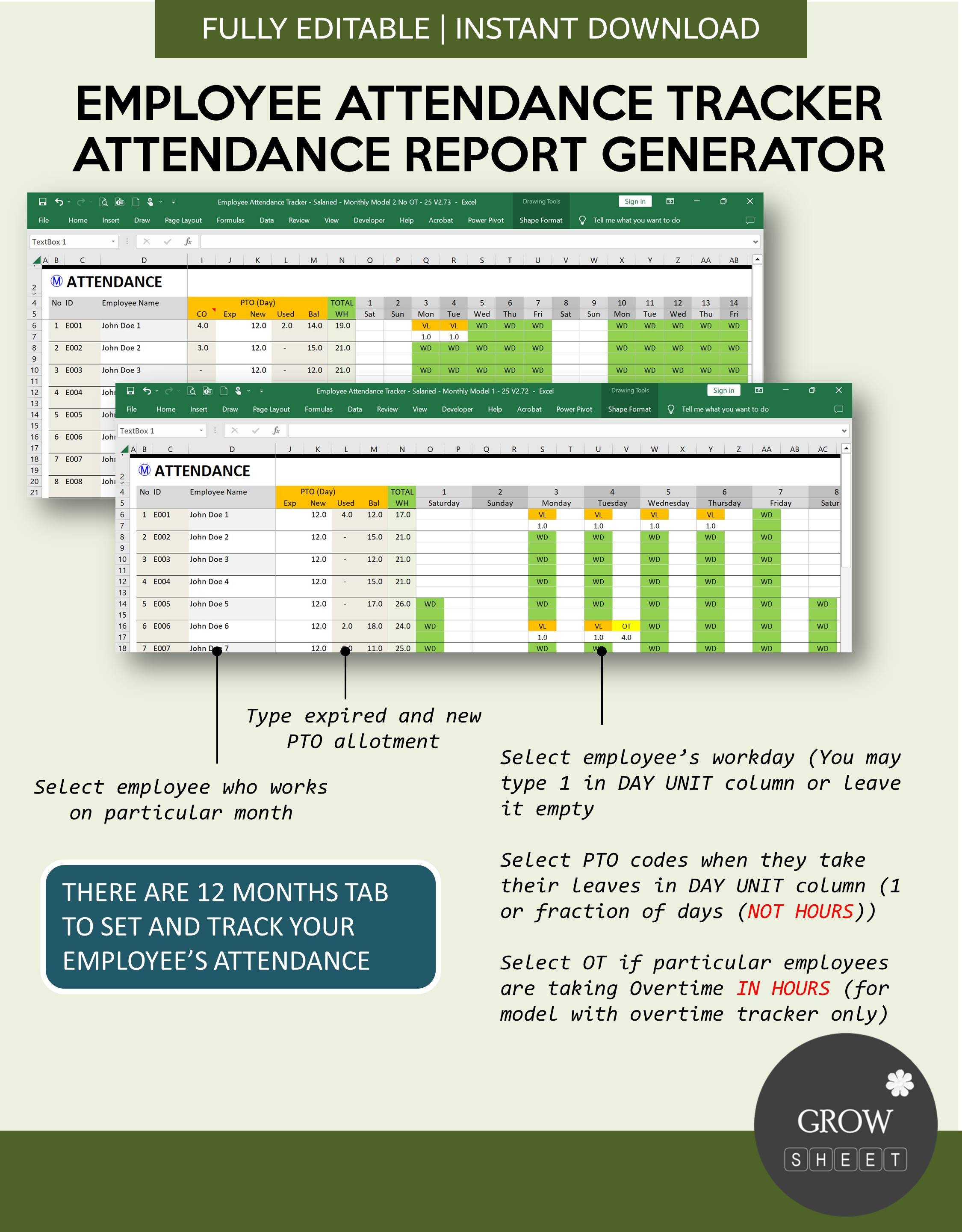 Employee Attendance Tracker and Report Generator | Monthly Leave ...
