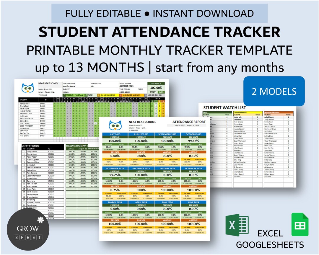 Student Attendance Tracker | Daily Attendance Record | Start From Any ...
