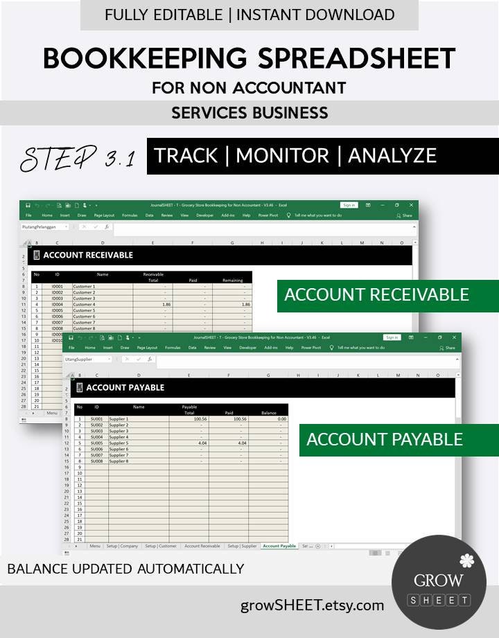 Notary Business Bookkeeping Spreadsheet for Non Accountant | Services ...