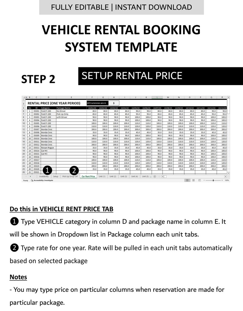 Car Rental Daily Booking Template | Auto Rental Reservation Template ...