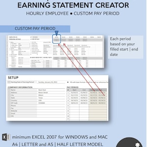 Pay Stub Generator With Database | Pay Slip Creator for Hourly Employee ...