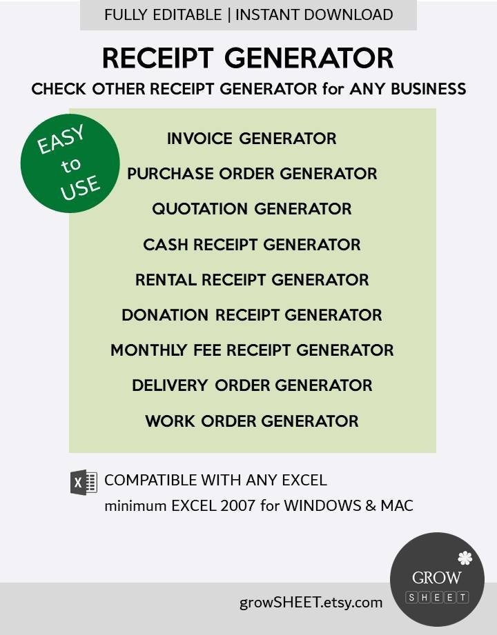 Membership Payment Receipt Generator | Monthly Cash Receipt Template ...