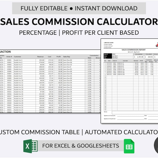 Commission Spreadsheet - Etsy