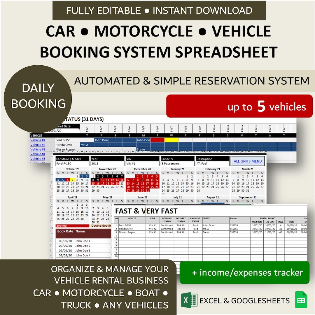 Car Rental Daily Booking Template | Auto Rental Reservation Template ...