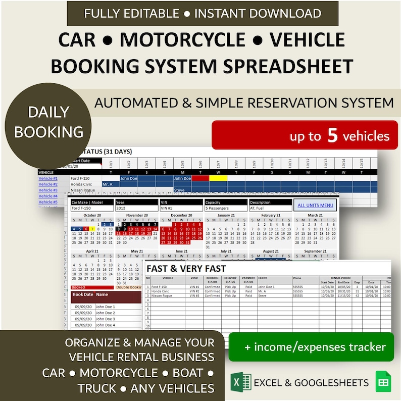 Car Rental Daily Booking Template | Auto Rental Reservation Template ...