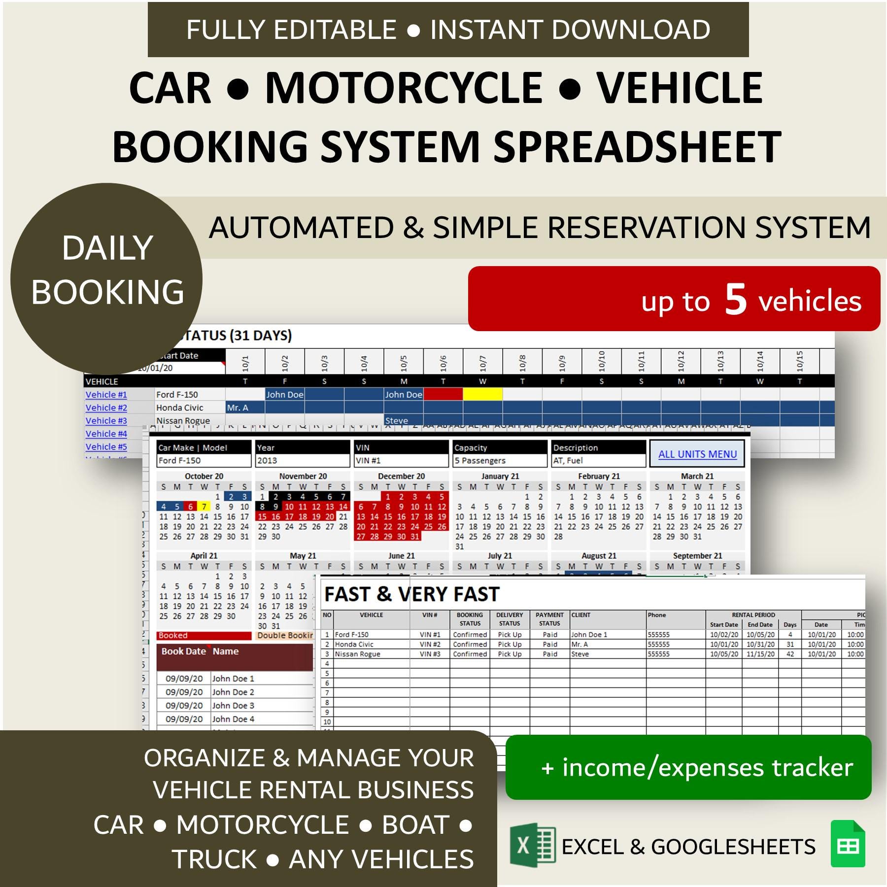 Car Rental Daily Booking Template | Auto Rental Reservation Template ...