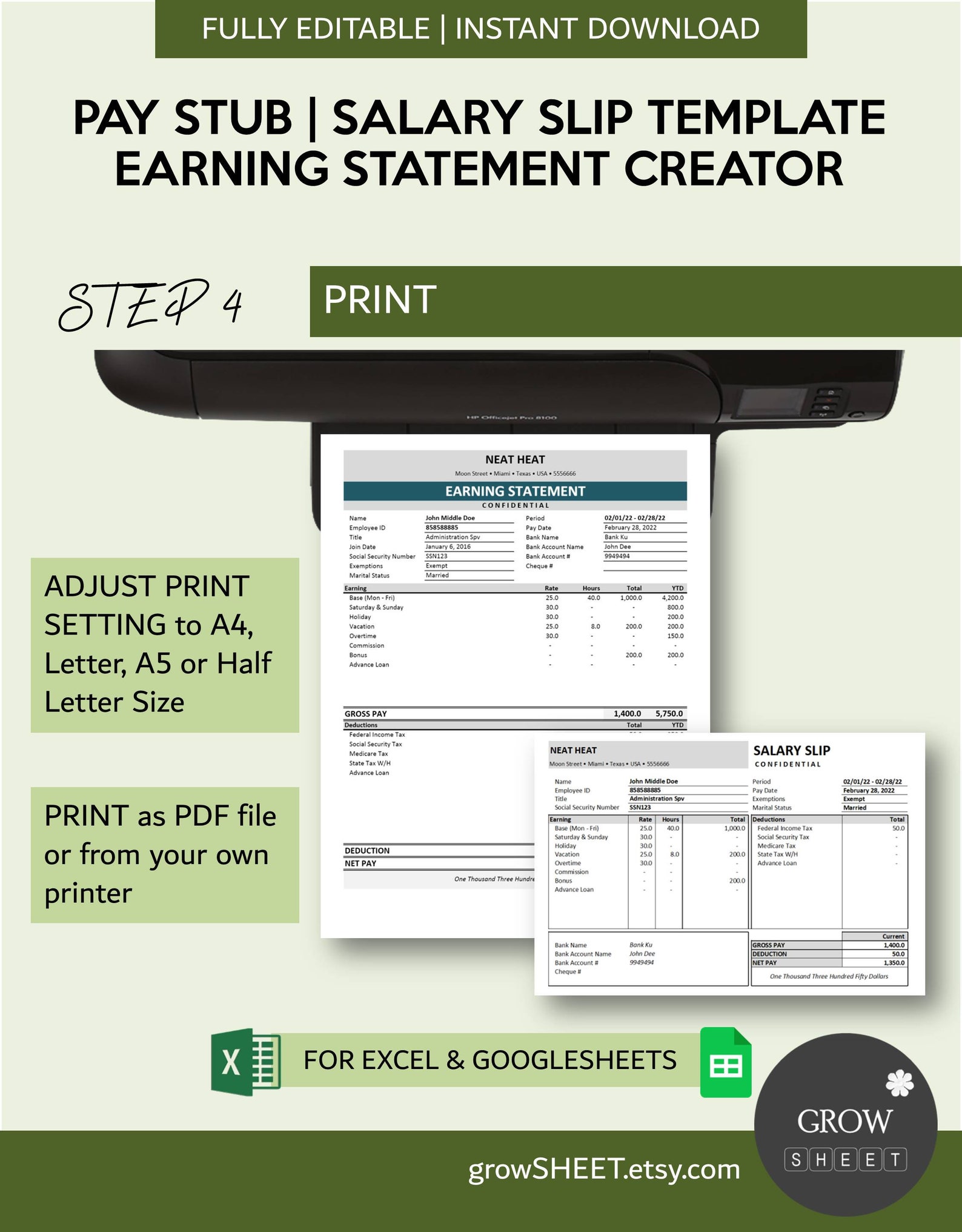 Pay Stub Generator | Salary Slip Creator With Hourly Employee Database ...