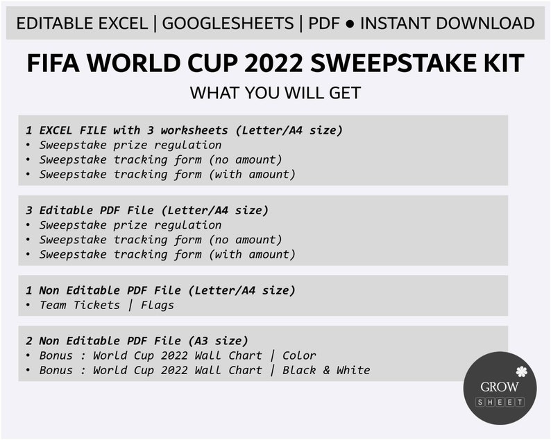 World Cup 2022 Sweepstake Kit Football Tournament Fun Game Etsy