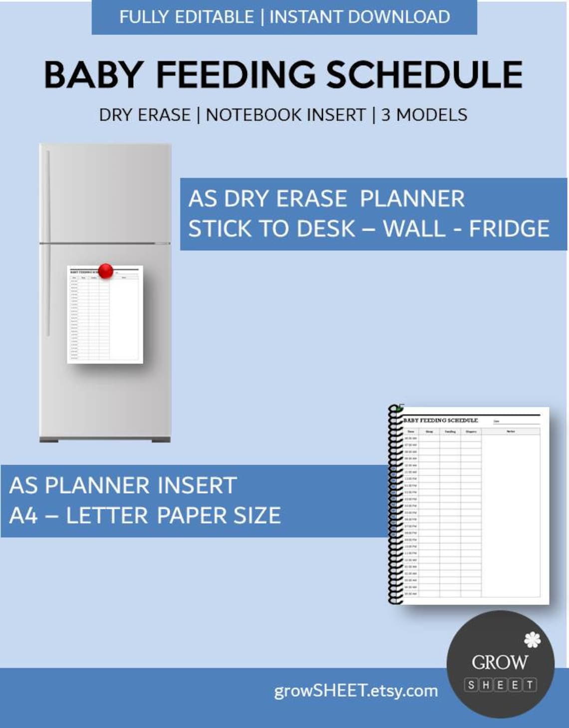 Baby Feeding Schedule Template Baby Feeding Schedule Tracker - Etsy