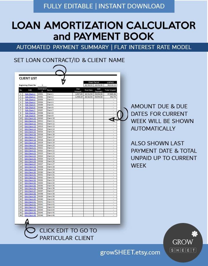 Weekly Loan Amortization Schedule and Payment Log | Mortgage Calculator ...