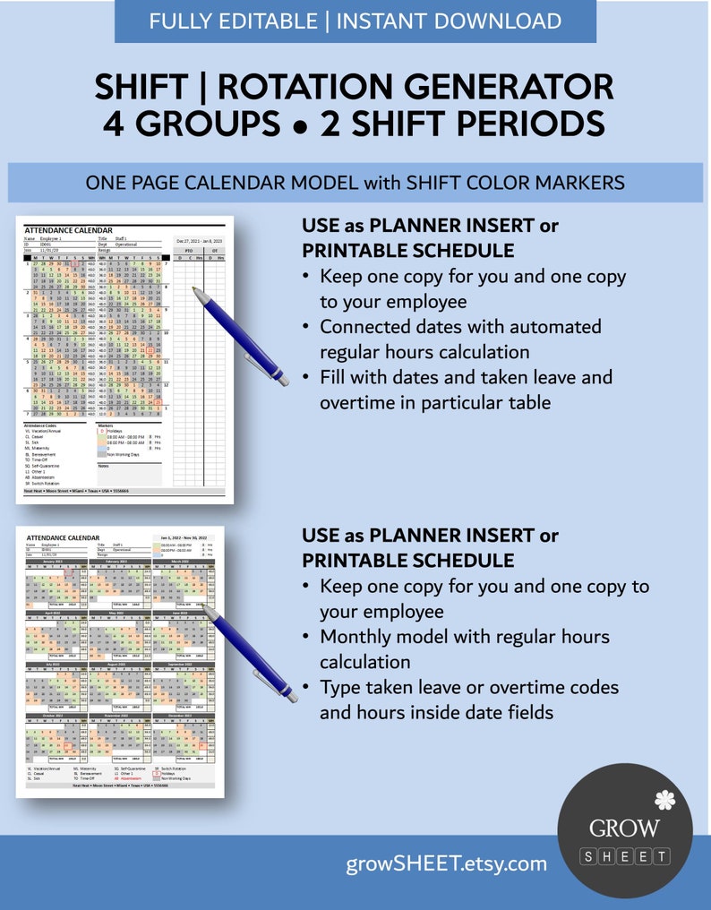 Shift Schedule Generator | Hourly Employee Work Rotation Scheduler ...