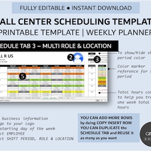 Call Center Scheduling Template for Excel and Google Sheets | Multi ...