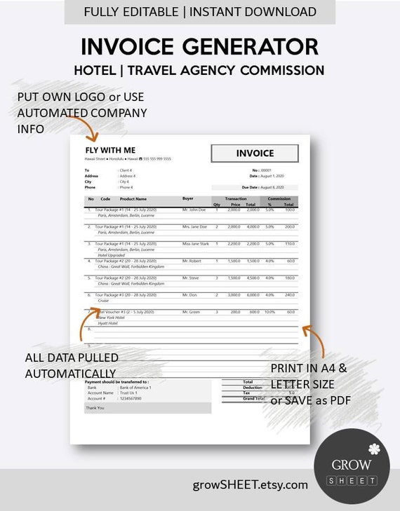 Travel agency invoice template 60 photos - Cappadociaconcepttour.com