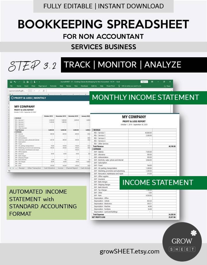 Laundry Business Bookkeeping Spreadsheet for Non Accountant | Self ...