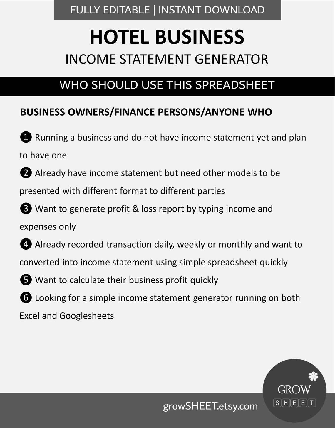 Hotel Business Income Statement Generator | Automated Profit & Loss ...