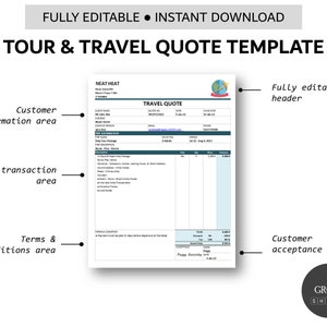 Printable Tour & Travel Package Quote Template for Excel and Google ...
