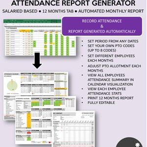 Employee Attendance Tracker and Report Generator | Monthly Leave Planner & Tracker | XL | Google ...