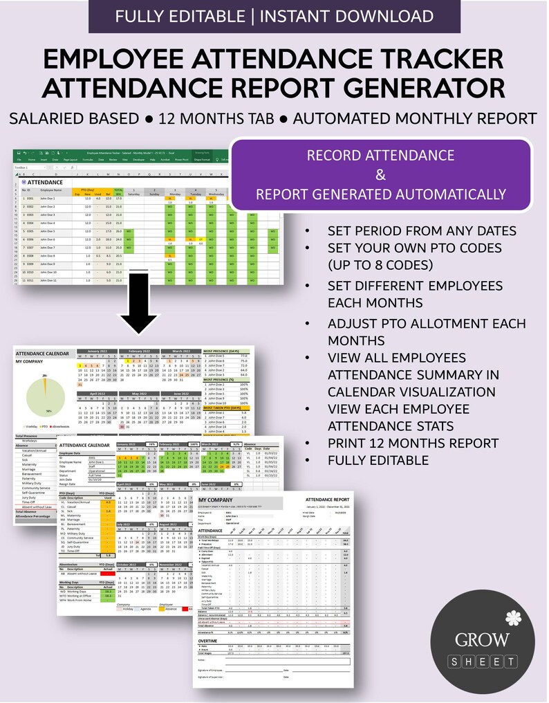 Employee Attendance Tracker and Report Generator | Monthly Leave ...