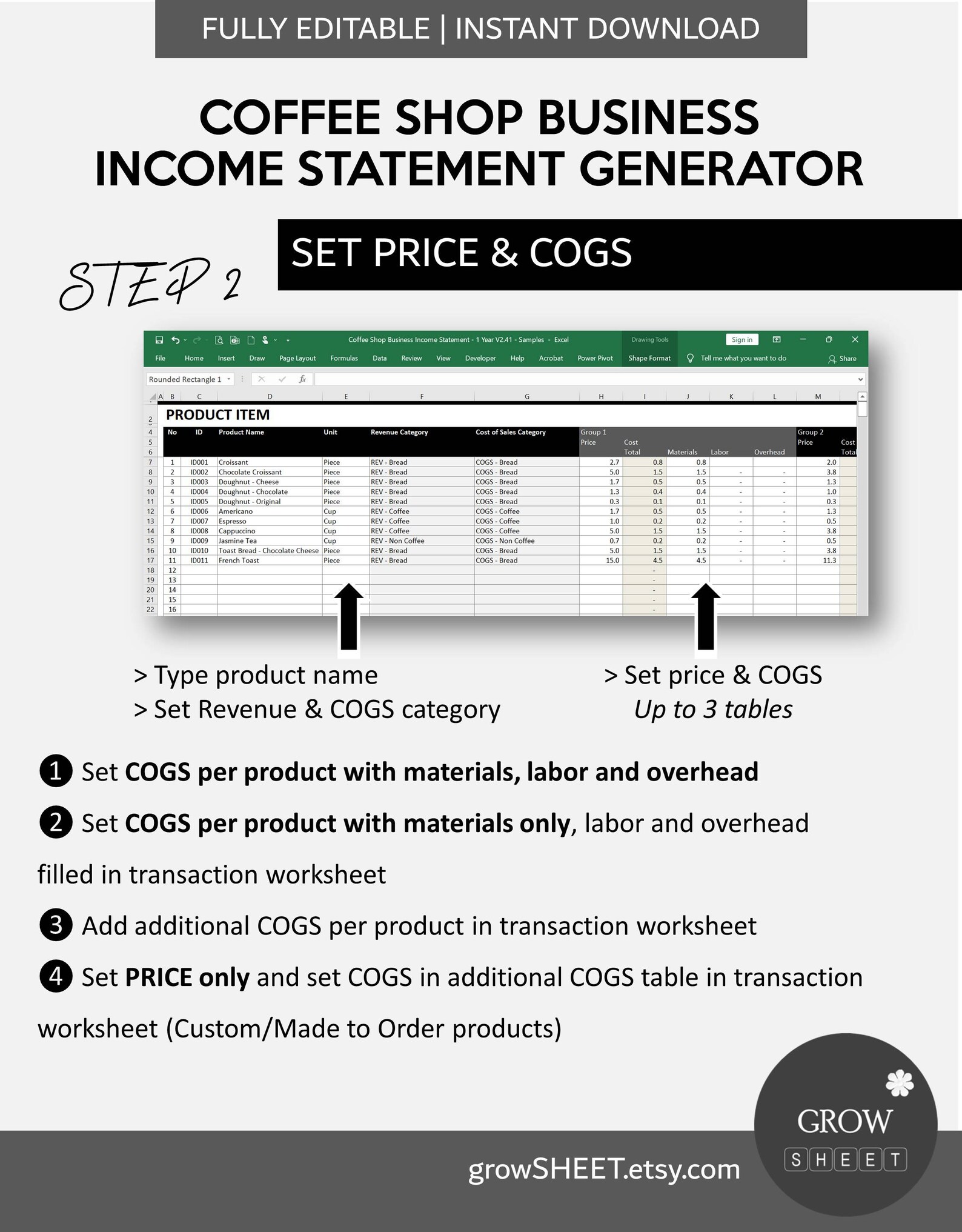 Coffee Shop Business Income Statement Generator | Automated Profit ...