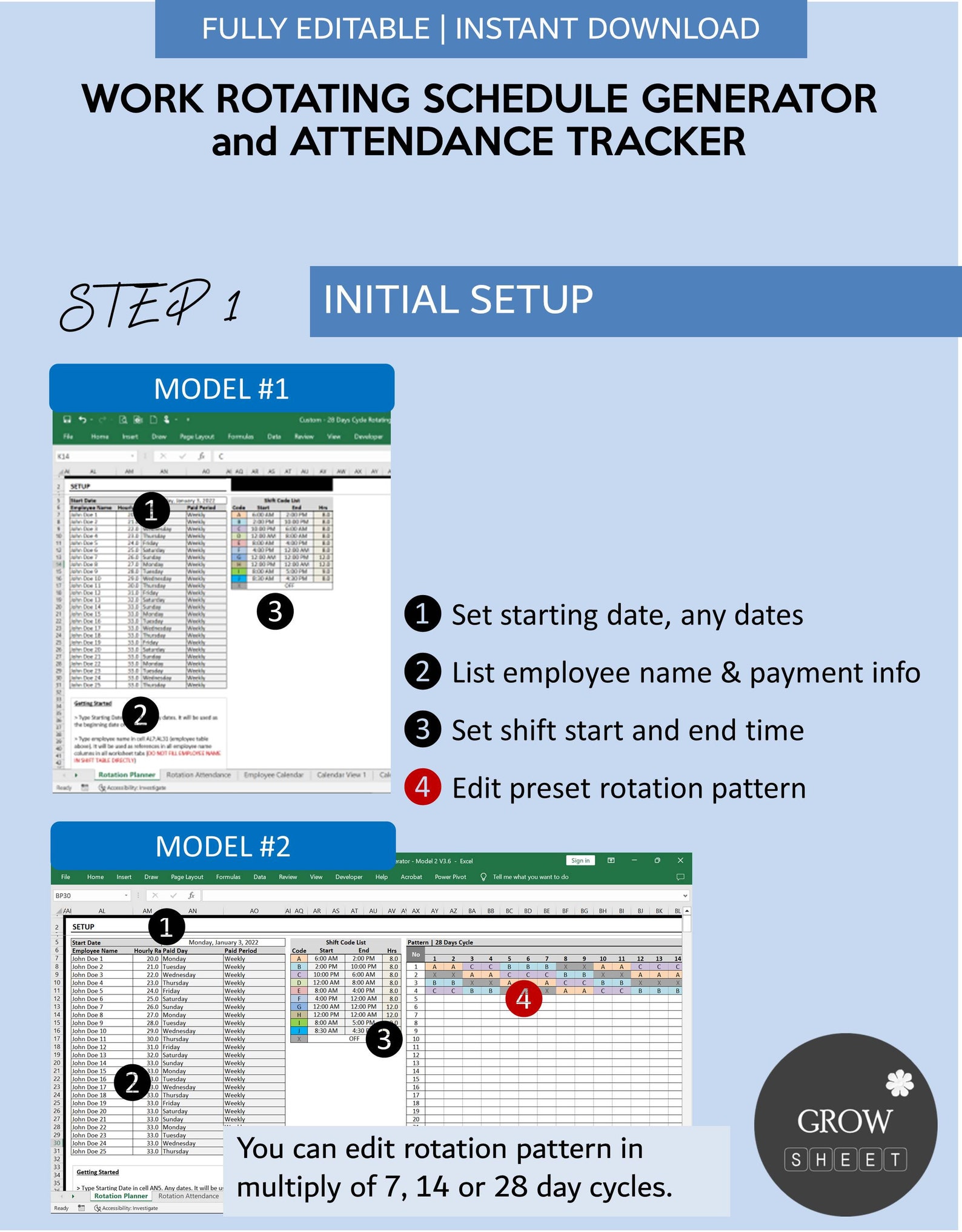 Work Rotating Generator Template and Attendance Tracker | Automated ...