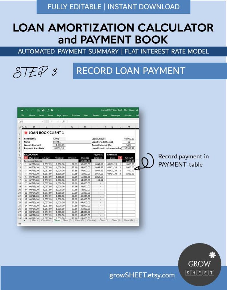 Weekly Loan Amortization Schedule and Payment Log | Mortgage Calculator ...