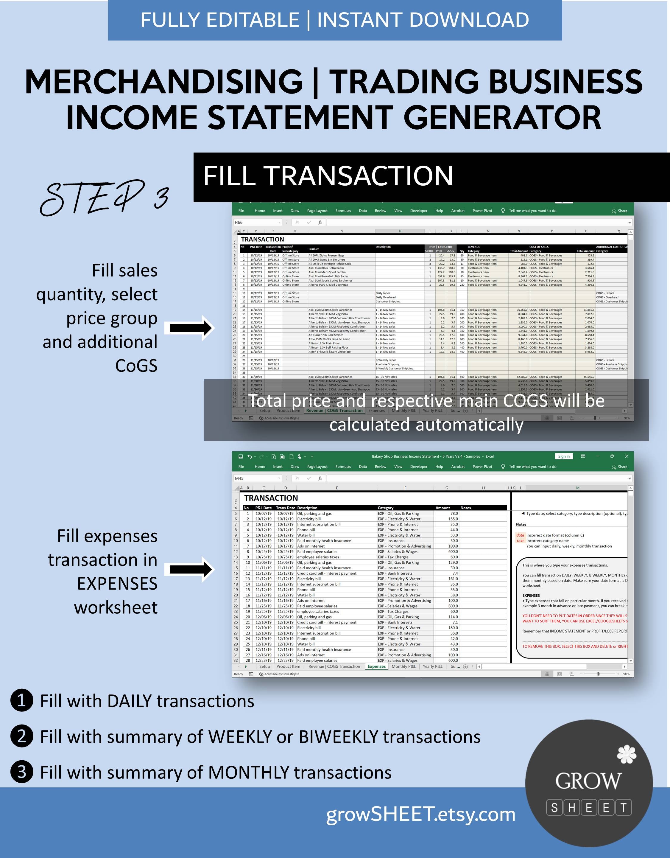 Merchandising Business Income Statement Generator Store - Etsy