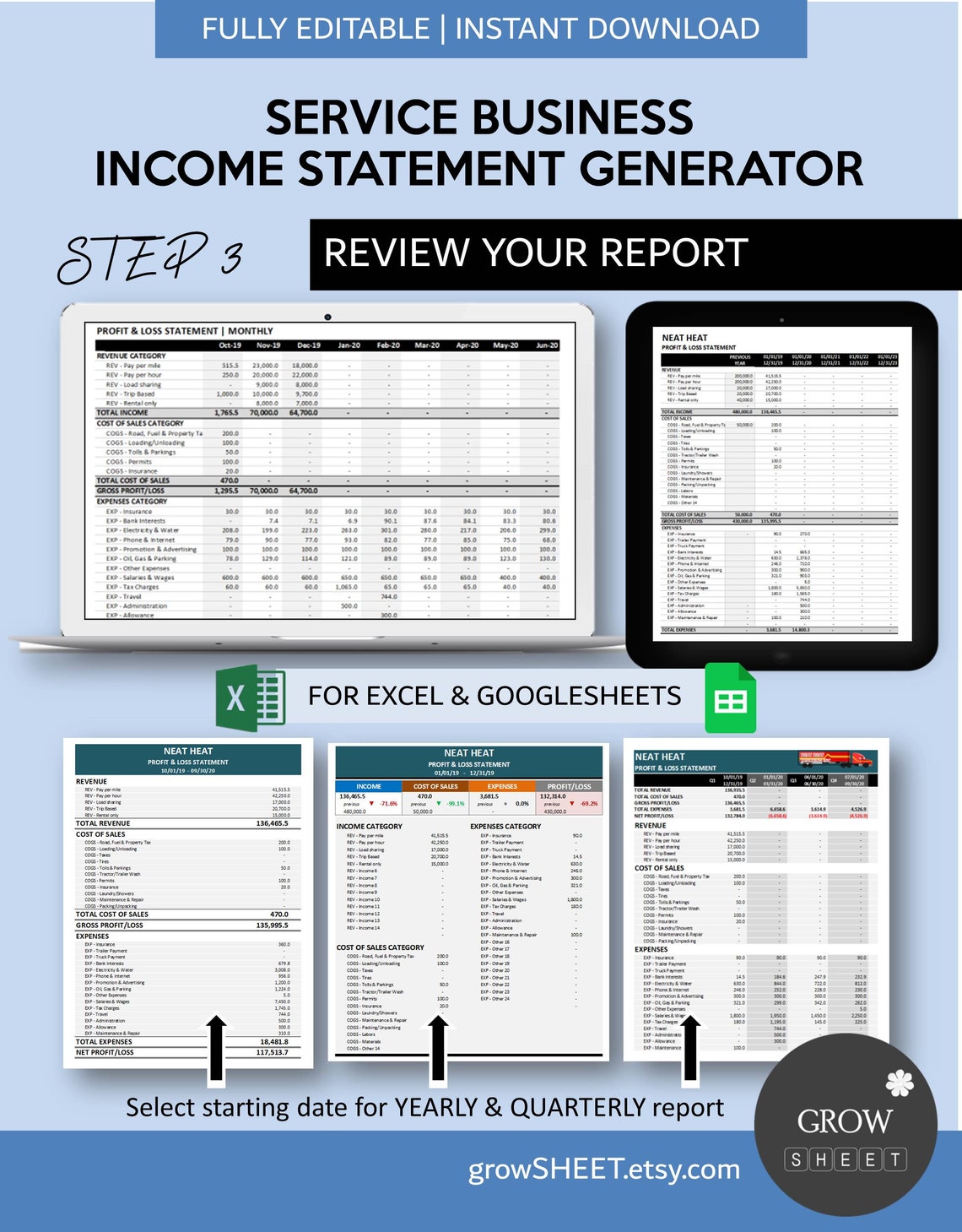 Service Business Income Statement Generator Automated Profit & Loss ...