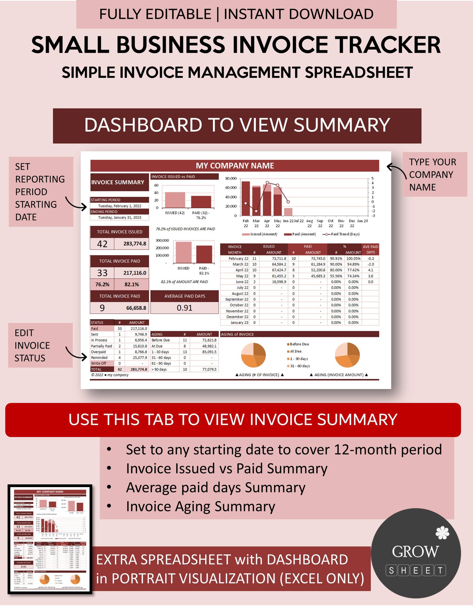 Invoice Tracker Spreadsheet | Small Business Invoice Management ...