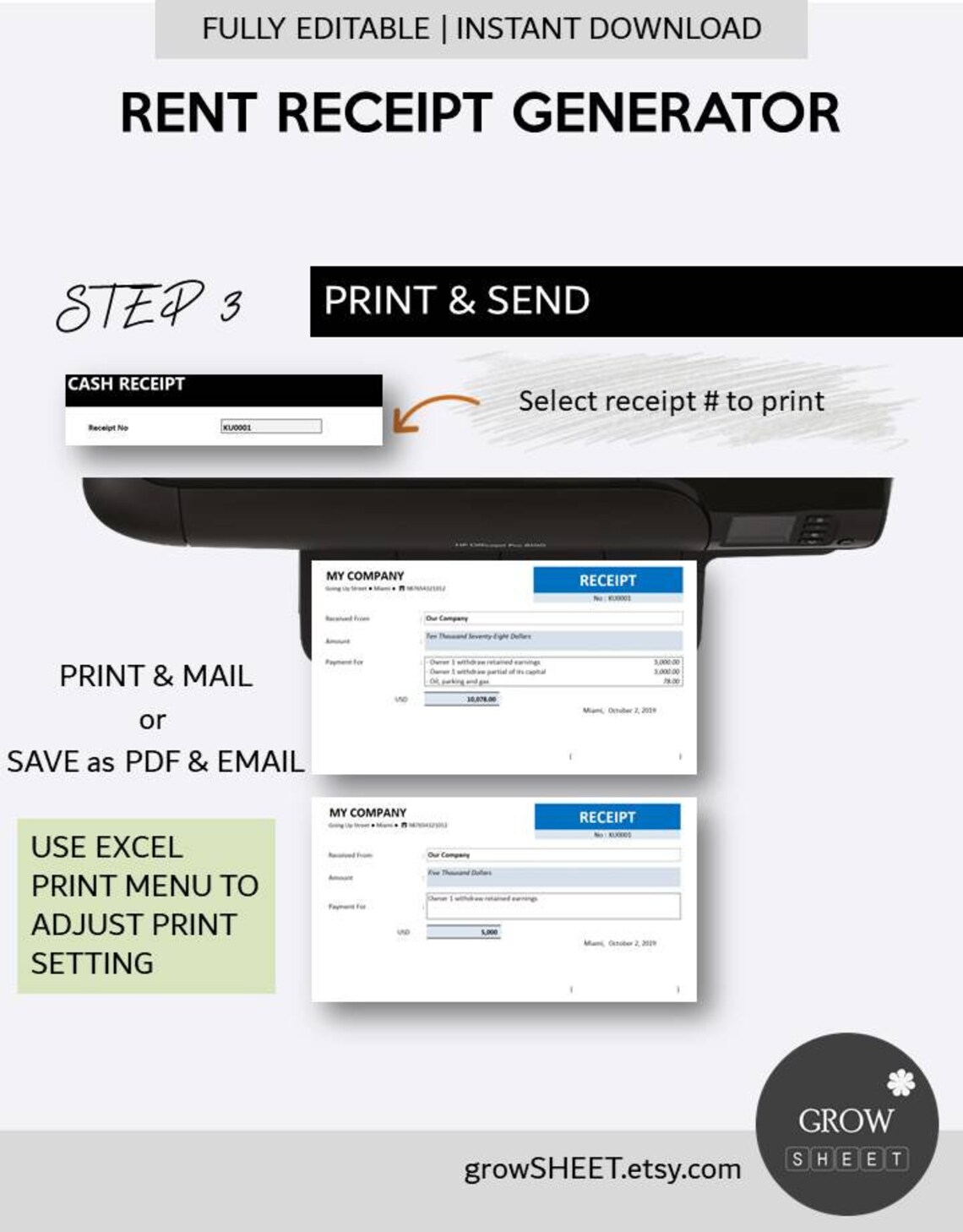 Rent Receipt Generator | Apartment Room Rental Receipt Template Excel ...