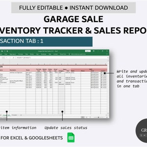 Garage Sale Inventory and Sales Tracker | Garage Sale Listing ...