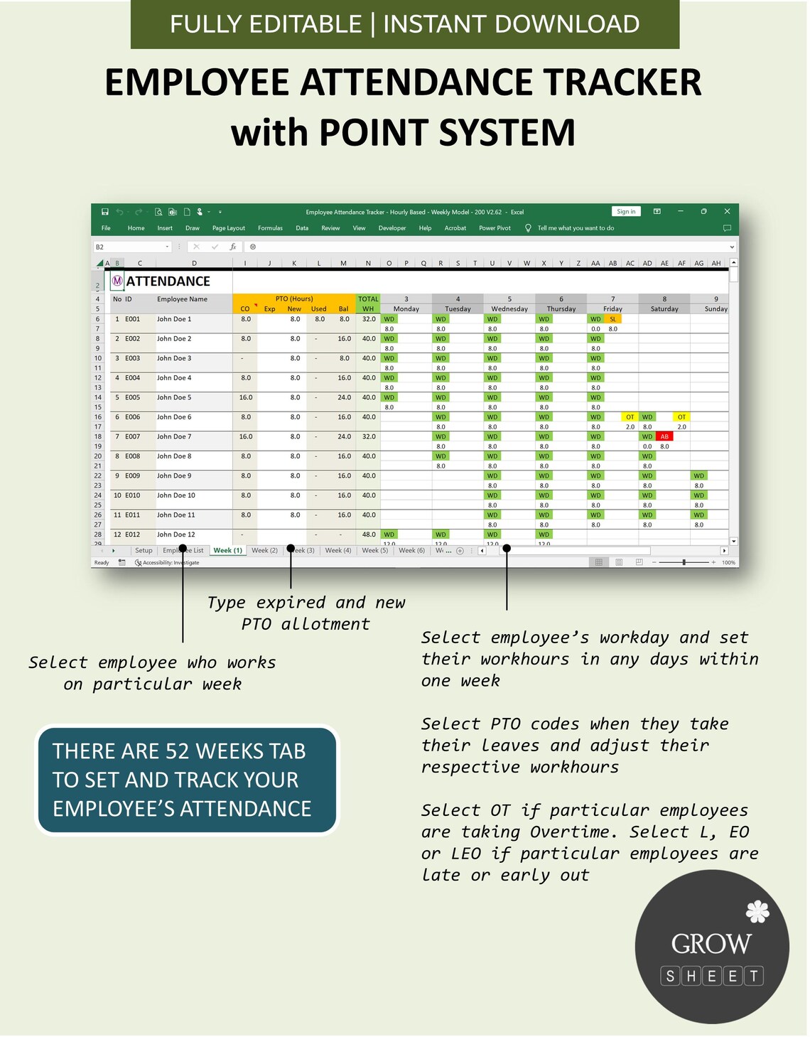 Employee Attendance Tracker With Disciplinary Point System | Automated ...