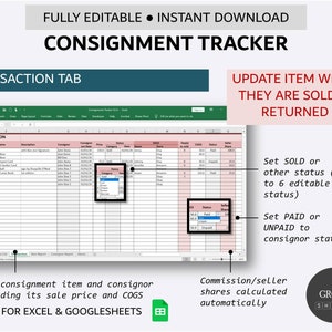 Consignment Tracker | Simple Store Inventory Database | Etsy ...