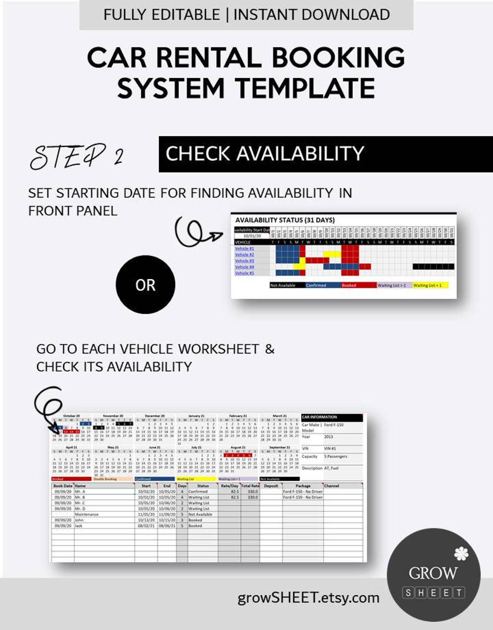 Car Rental Daily Booking Template | Auto Rental Reservation Template ...