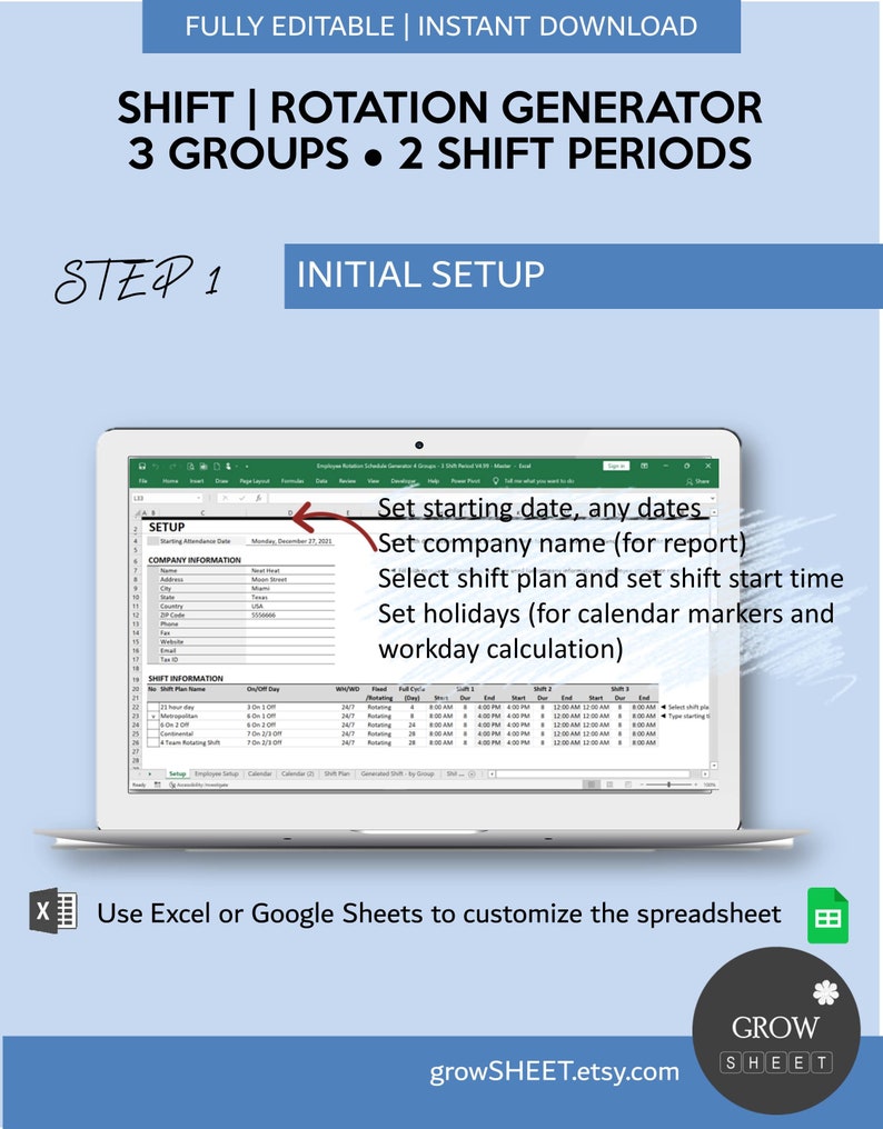 Employee Work Shift Rotating Schedule Generator | Hourly Work Rotation ...