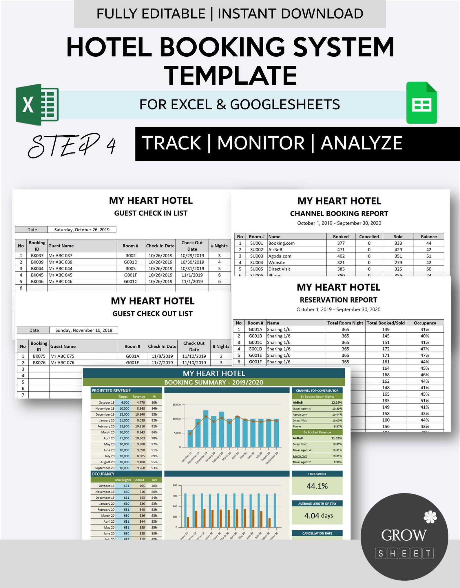 Hotel Booking System Template | Hotel Reservation Spreadsheet for Excel ...