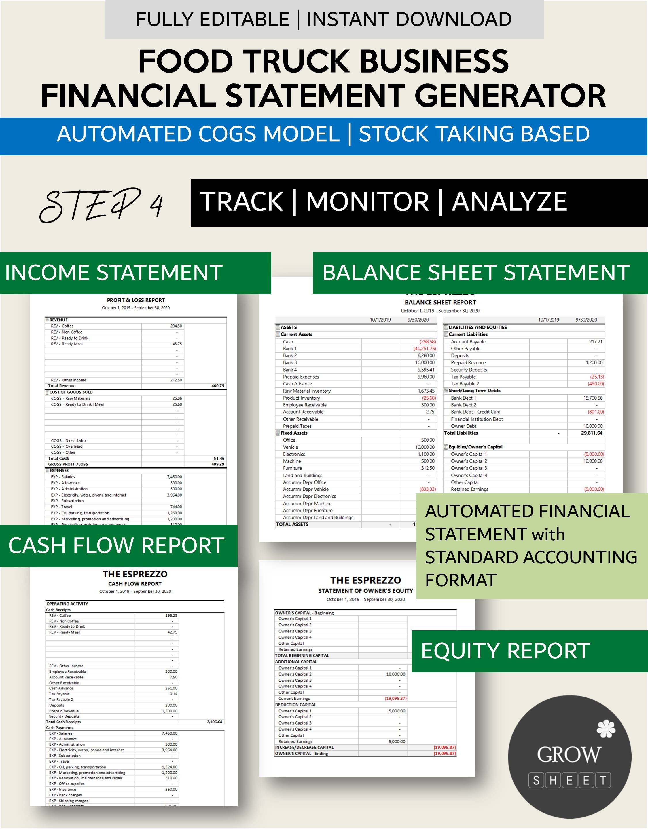 Food Truck Business Financial Statement Generator | Automated Income ...