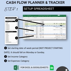 Construction Project Cash Flow Planner and Tracker Spreadsheet | Daily ...