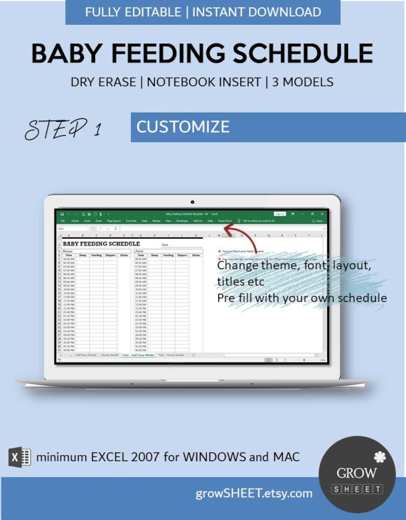 Baby Feeding Schedule Template Baby Feeding Schedule Tracker - Etsy