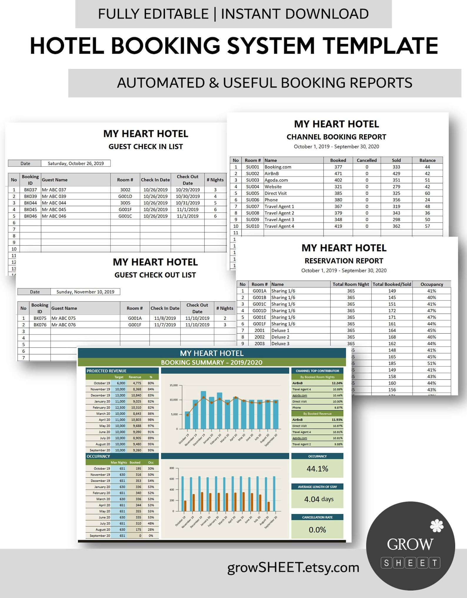 Hotel Booking System Template | Hotel Reservation Spreadsheet for Excel ...