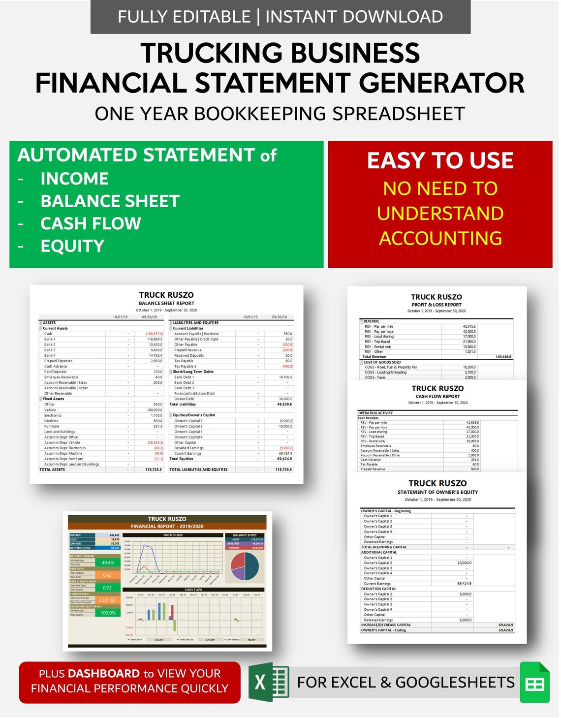 Trucking Business Financial Statement Generator | Automated Profit ...