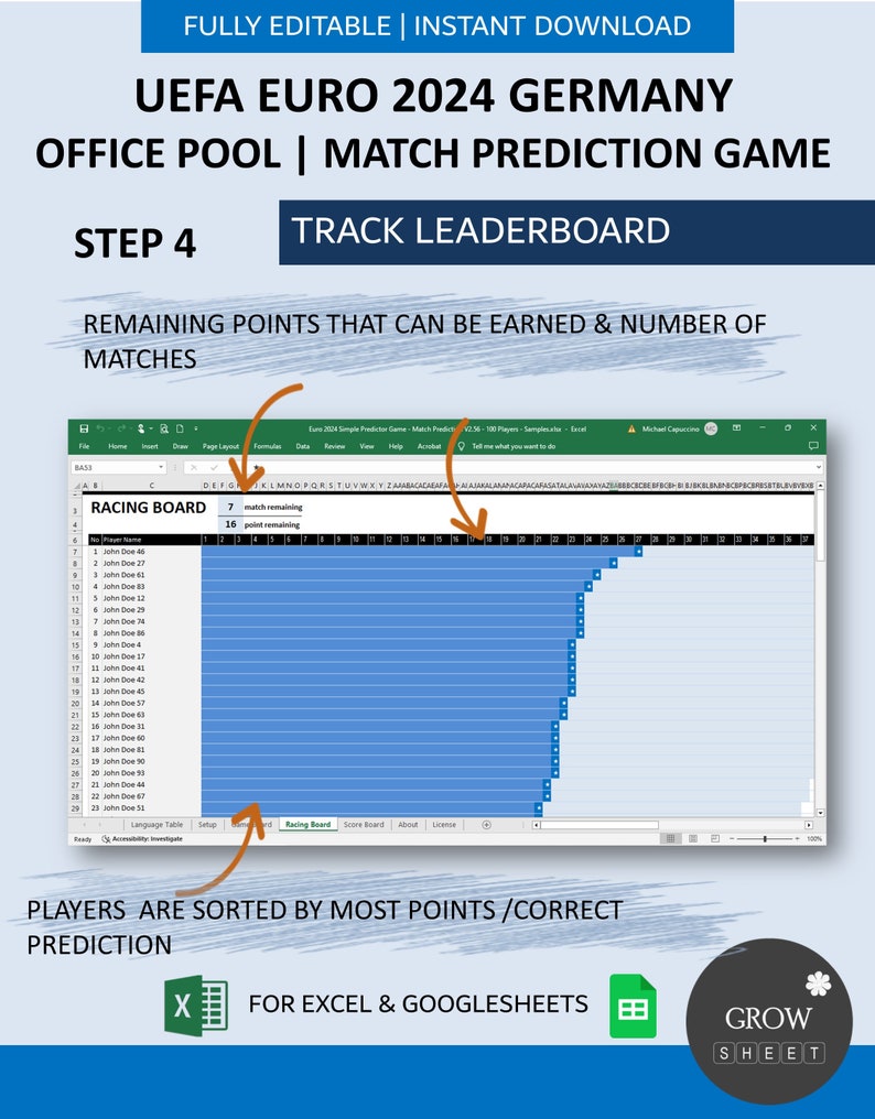 UEFA Euro 2024 Germany Office Pool Match Predictor Game Play Simple ...