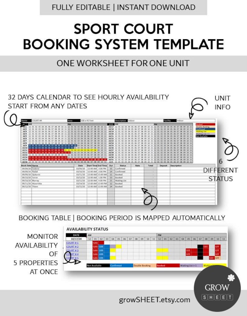 Sport Court Booking System Template | Tennis - Football - Basketball ...