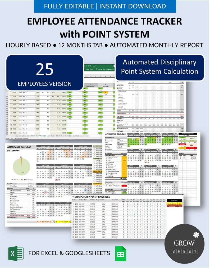 Employee Attendance Tracker With Point System | Automated Disciplinary ...