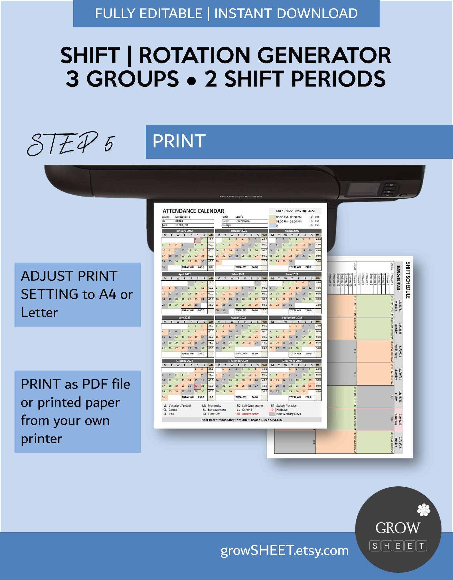 Employee Work Shift Rotating Schedule Generator | Hourly Work Rotation ...