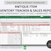 Antique Item Sale Inventory and Sales Tracker | Sales Item Listing ...