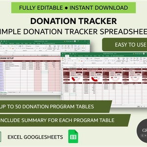 Donation Tracker Spreadsheet | Simple Donation Program Planner and ...