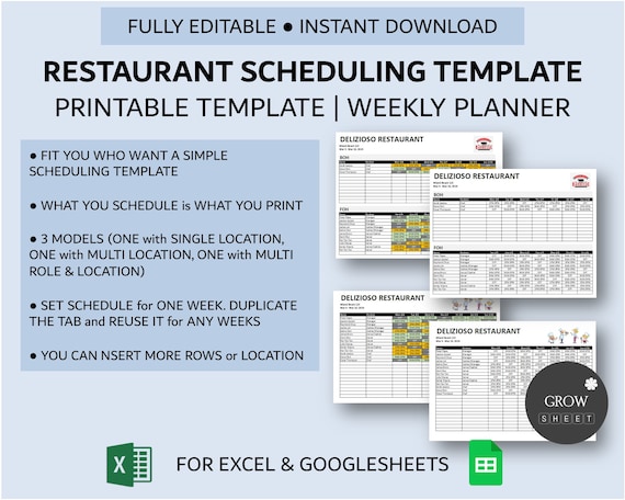 Restaurant Employee Schedule Template Excel