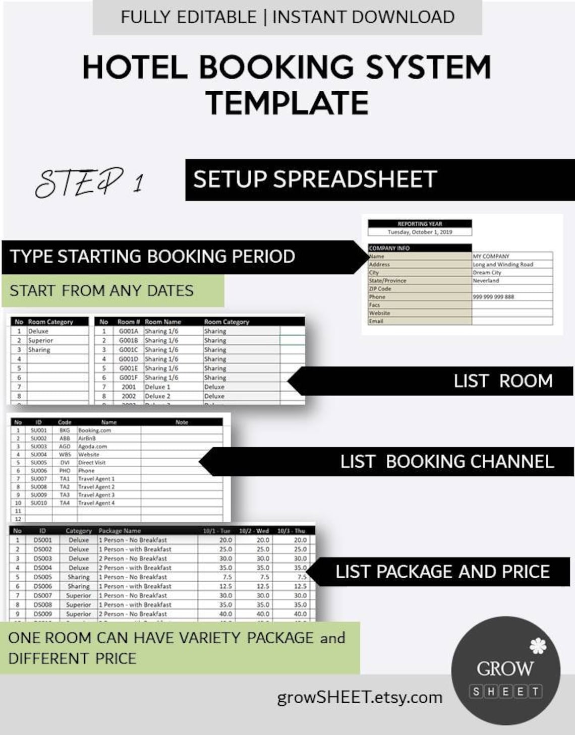 Hotel Booking System Template | Hotel Reservation Spreadsheet Excel ...